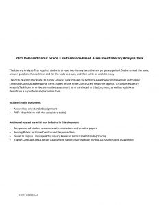 Grade 03 ELA 2015 -Literary Analysis Task - Item Set - New Meridian