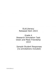 Grade 04 ELA 2015 - Research Simulation Task - Sample Student Responses ...