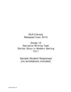 Grade 10 ELA 2015 - Narrative Writing Task - Sample Student Responses ...