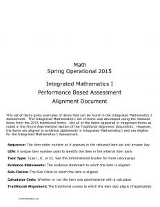HS Integrated Math I 2015 - PBA - Alignment Document - New Meridian